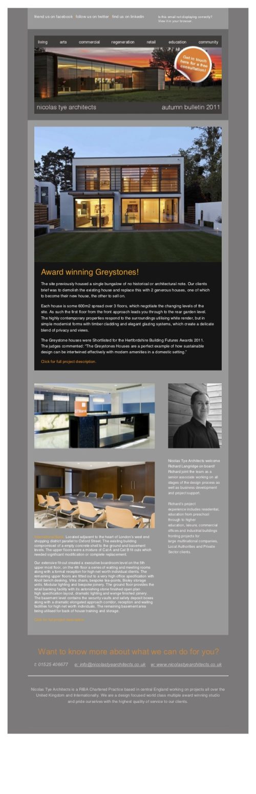 Autumn 2011 - Newsletter | Tye Architects